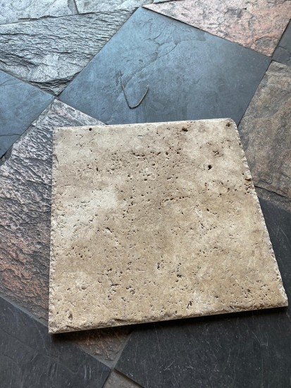 Walnut Honed 12X12 Chiseled Edge Pavers Travertine Tile