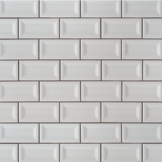 Grey Inverted Beveled Ceramic Subway Pattern Wall Tile