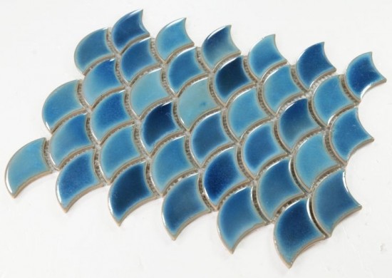 Dragon Scale Navy Multi Blue Porcelain Mosaic Tile | Pool Rated Tile ...