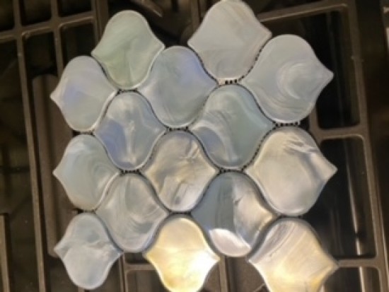 3x3 Blue Shimmer Arabesque Glass Mosaic Wall Tile