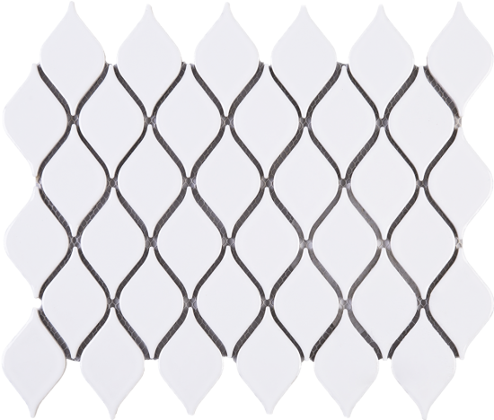 Tear Drop White Ceramic Mesh Mounted Mosaic Tile | HMA-04