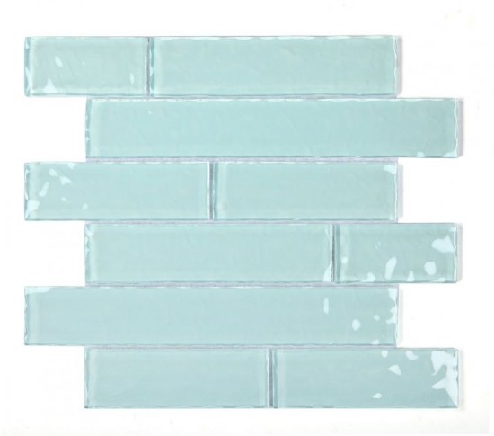 12x12 Ripple Turquoise Glossy Glass Subway Tile | Pool Rated Tile