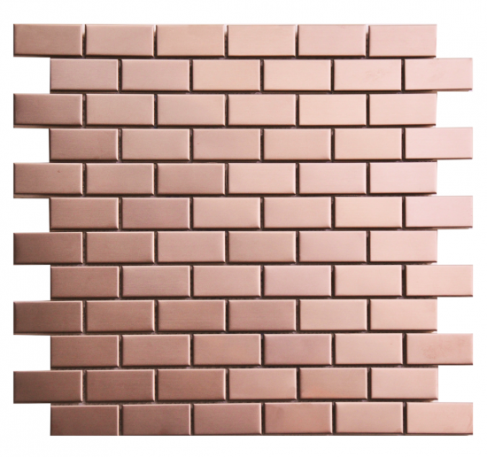 Rose Gold Brushed Brick Pattern Metal Mosaic Tile | Roca Tile | Kitchen ...