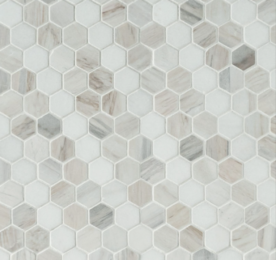 1'' Hexagon Angora Sazi Warm White Polished Marble Mosaic Tile for ...