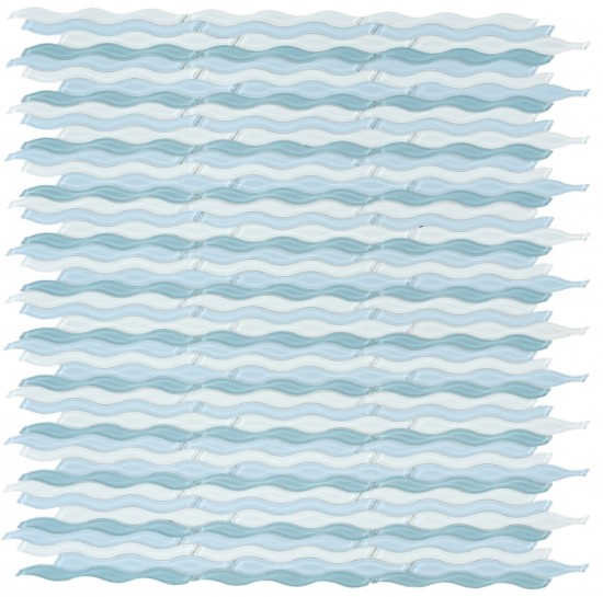 11.5x12.75 Water Wave Interlocking Iris Glass Waterjet Mosaic Tile ...