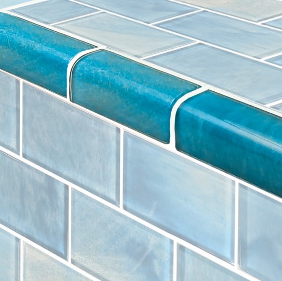 Subway Series 2" x 4" Stratus Aqua Brick Glass Pool Trim Tile | Pool ...