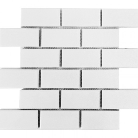 2x4 Bright Snow White Brick Glazed Porcelain Mosaic Tile by Roca Tile