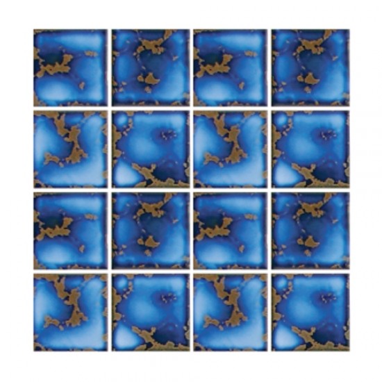 3x3 Terra Blue Glazed Porcelain Mosaic Tile for Swimming Pool Waterline ...