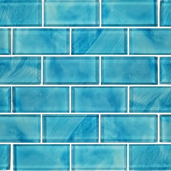 Subway Series 2" x 4" Stratus Aqua Brick Glass Pool Tile | Pool Rated ...