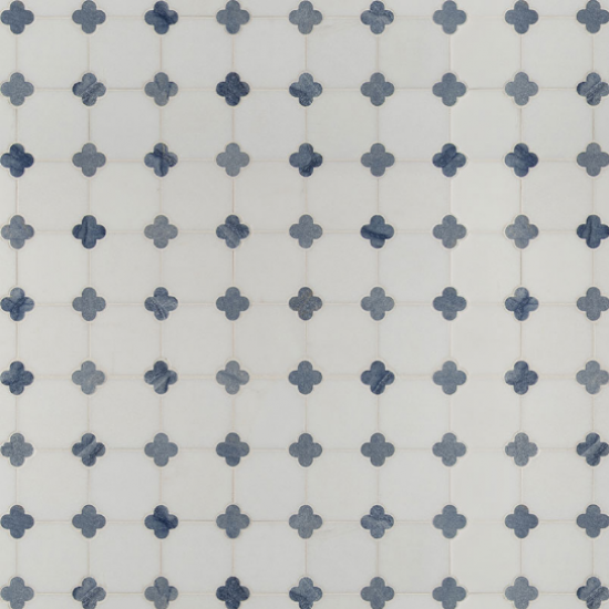 12x12 Azula Floret White Polished Marble Mosaic Tile | Backsplash Wall