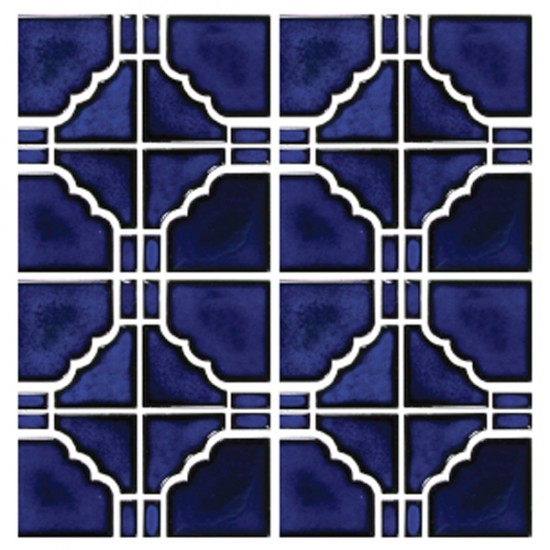 Sunburst Cobalt Blue Glossy Glazed Porcelain Mosaic Pool Tile | STB-808