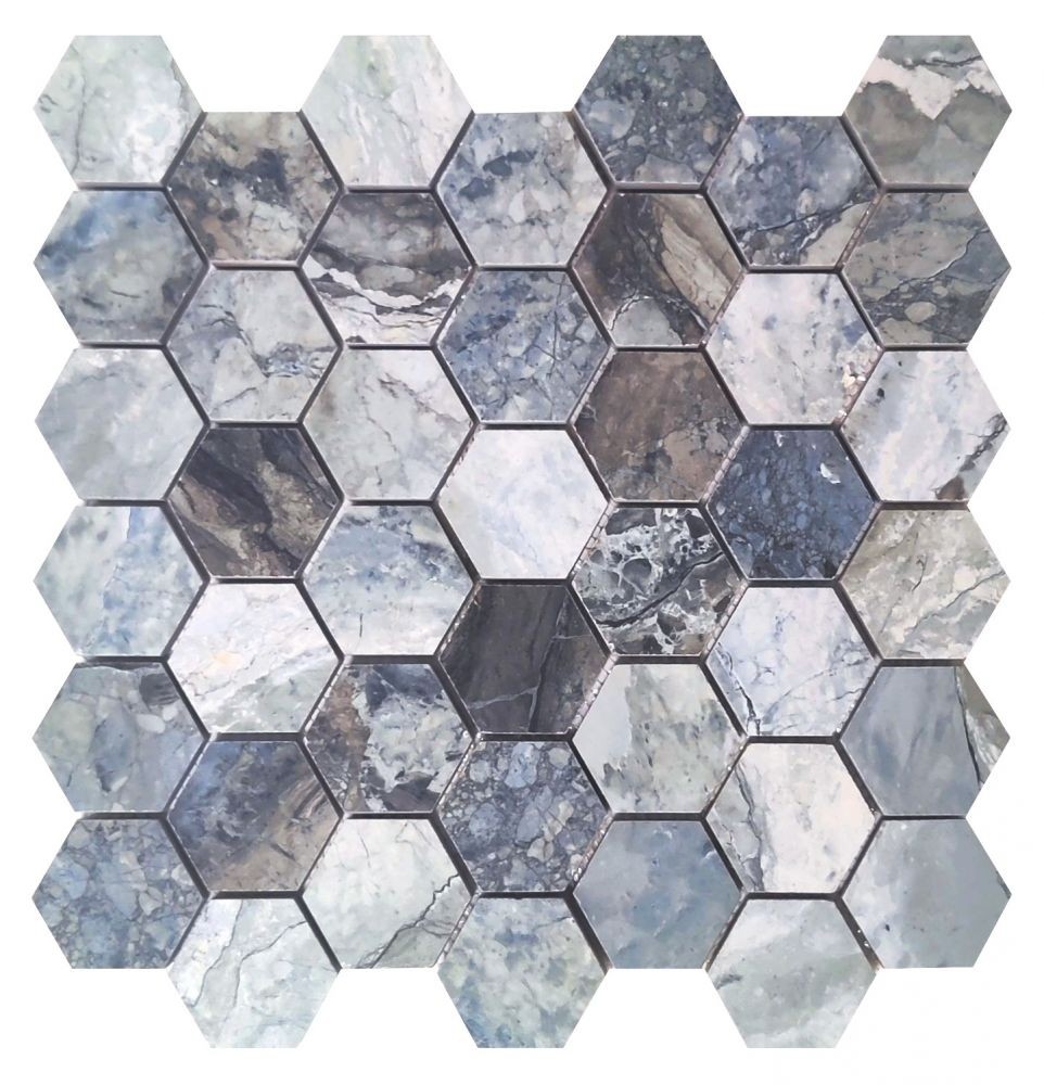 Mystic Ocean Matte Hexagon Porcelain Mosaic Tile | Wall | Floor ...