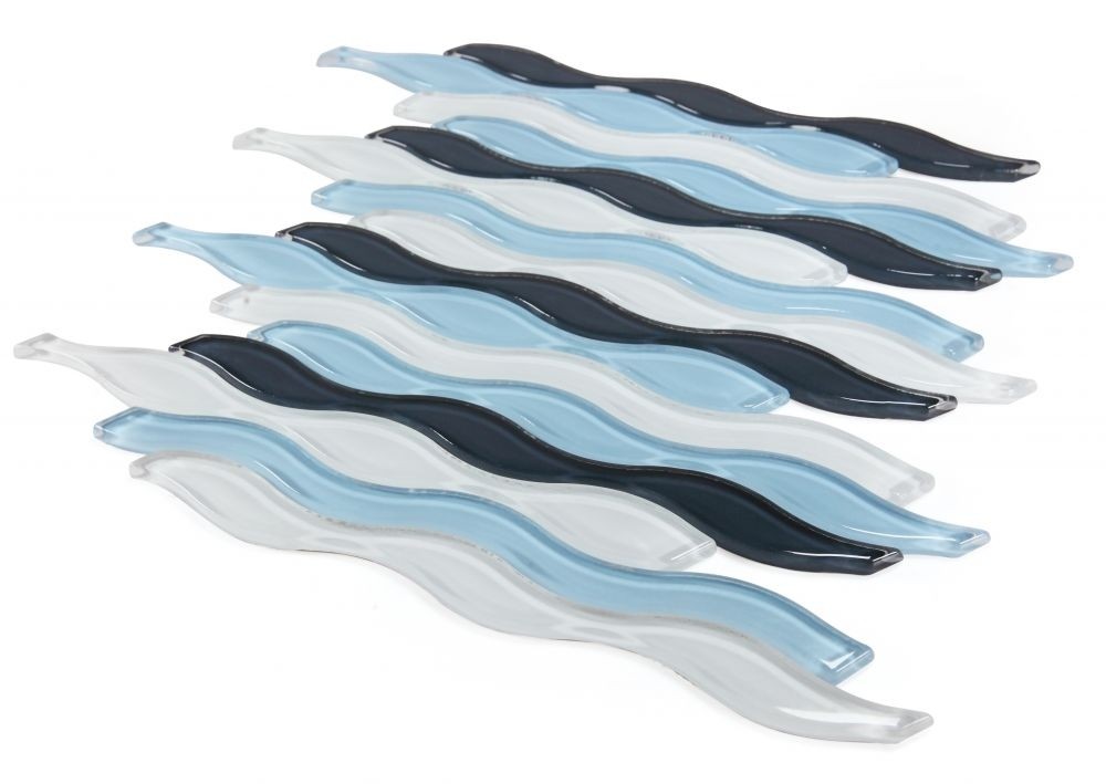 Blue Wave Interlocking Tile in Glass Mosaic Tile | Pool Tile | Pool ...