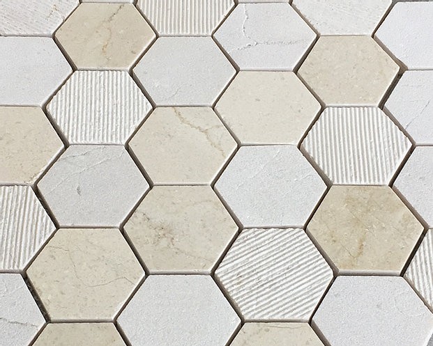 2'' Hexagon Beige Polished Marble Mosaic Tile | Wall | Backsplash ...