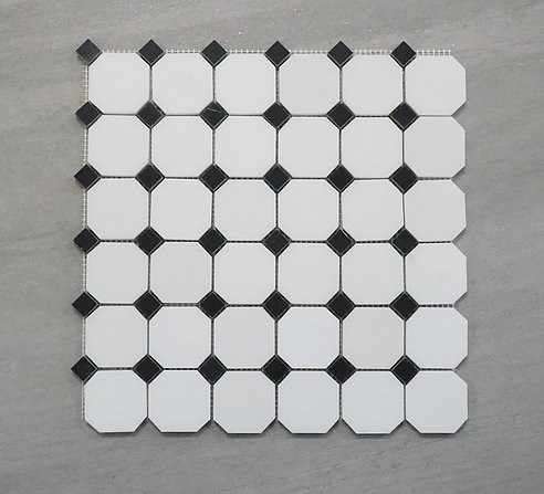 black octagon backsplash