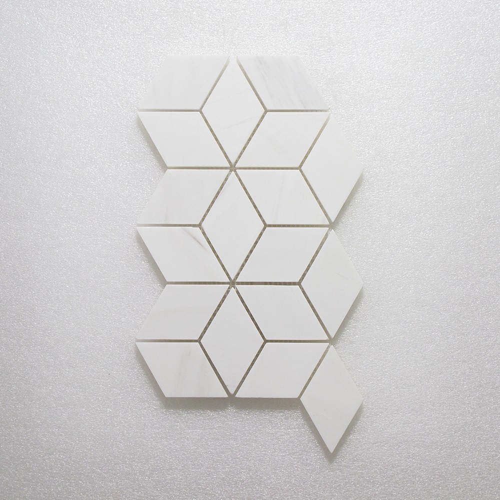 2x2 White Dolomite Marble Rhombus Mosaic