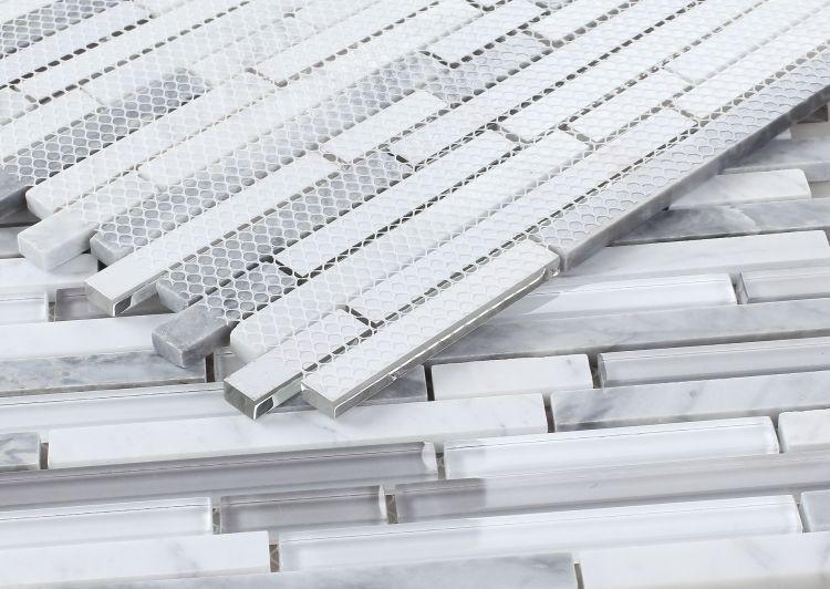 Linear Montage Grey A Mix Of Carrara White, Bardiglio Marble & Grey ...