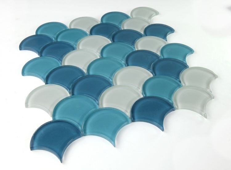 12x12 Dragon Scale Ocean Glossy Glass Mosaic Tile | Fish Scale Tile ...