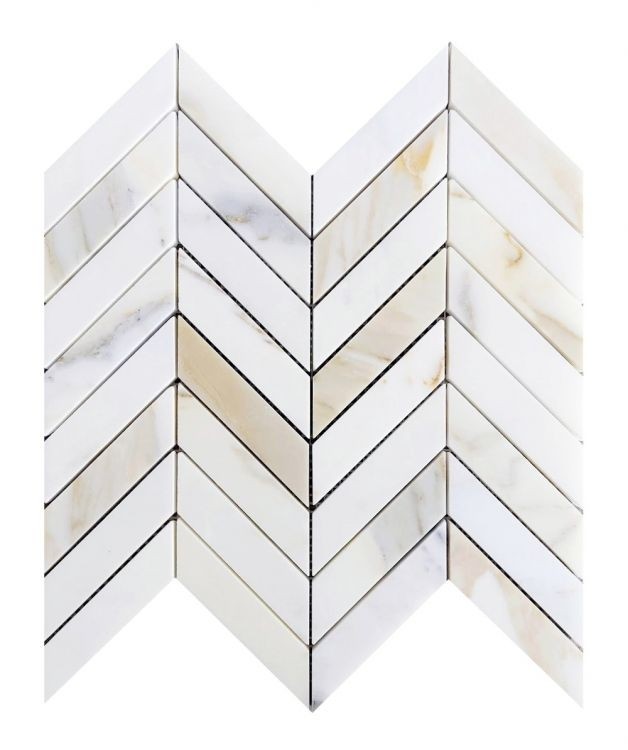 Chevron Calacatta Gold Honed Marble Mosaic Tile | Floor | Backsplash ...