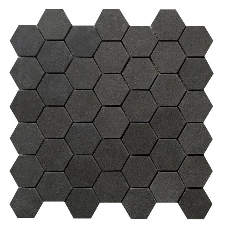 2 in. x 2 in. Hexagon Basalt Honed Marble Mosaic Tile | Wall | Floor ...