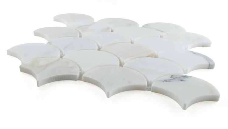 Dragon Scale Calacatta Gold Honed Marble Mosaic Tile | Fish Scale Tile ...