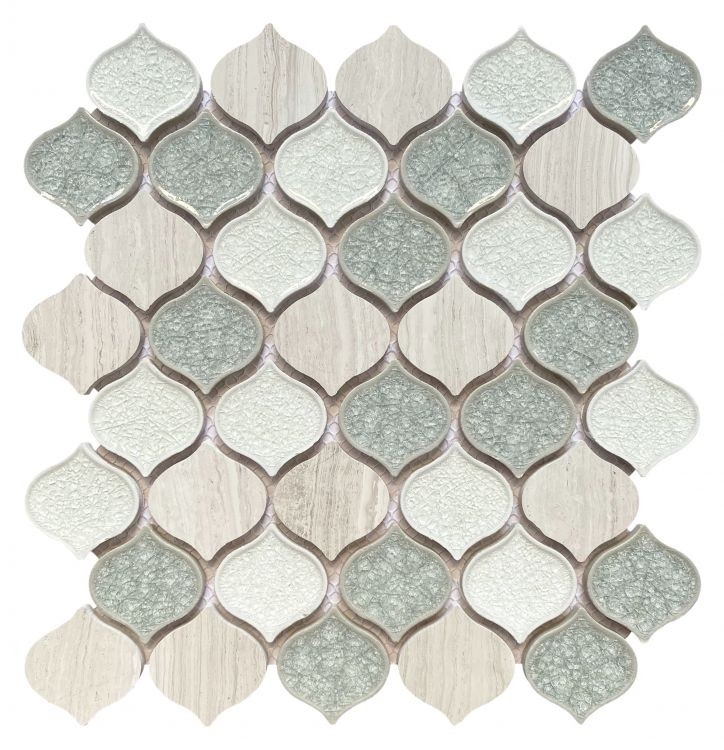 Van Gogh Swiss Blue Arabesque Glass Mosaic Tile | Kitchen | Shower ...