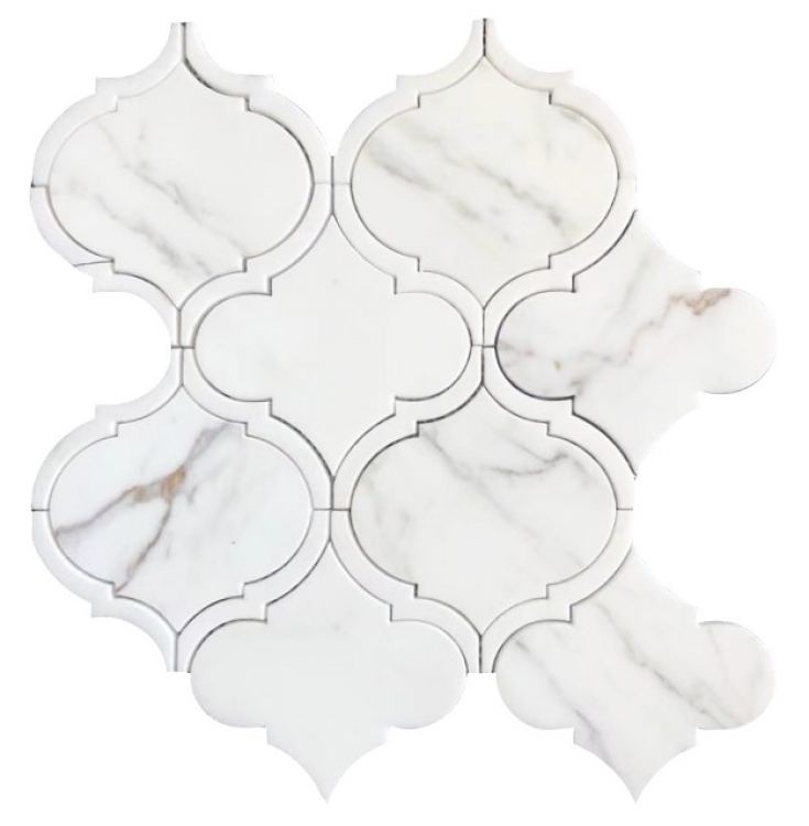 Alice Precious Calacatta Arabesque Shape Marble Mosaic Tile | Wall ...