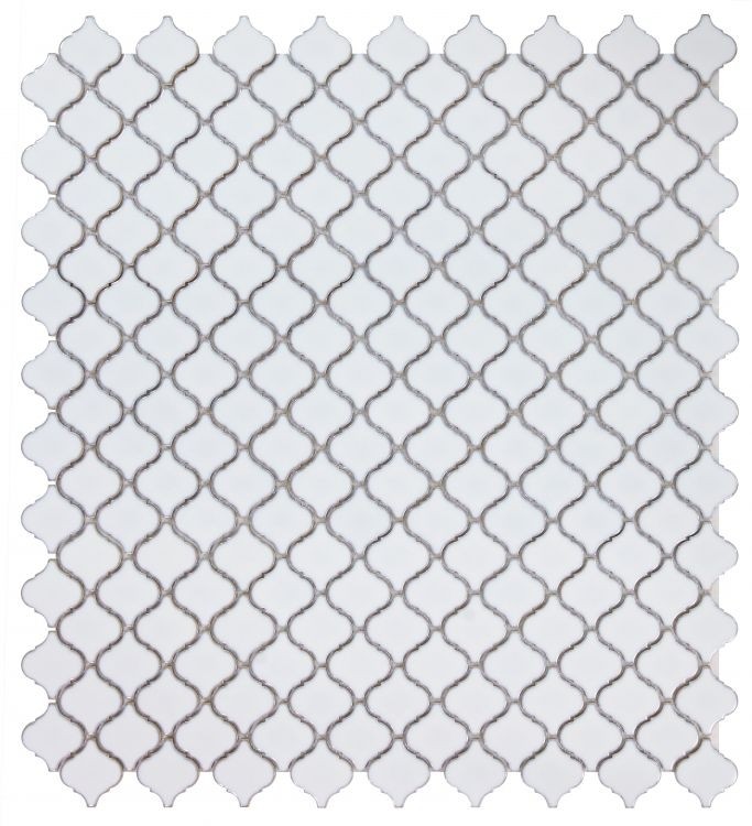 Fancy White Arabesque Porcelain Mosaic Tile | Pool Rated Tile | Shower ...