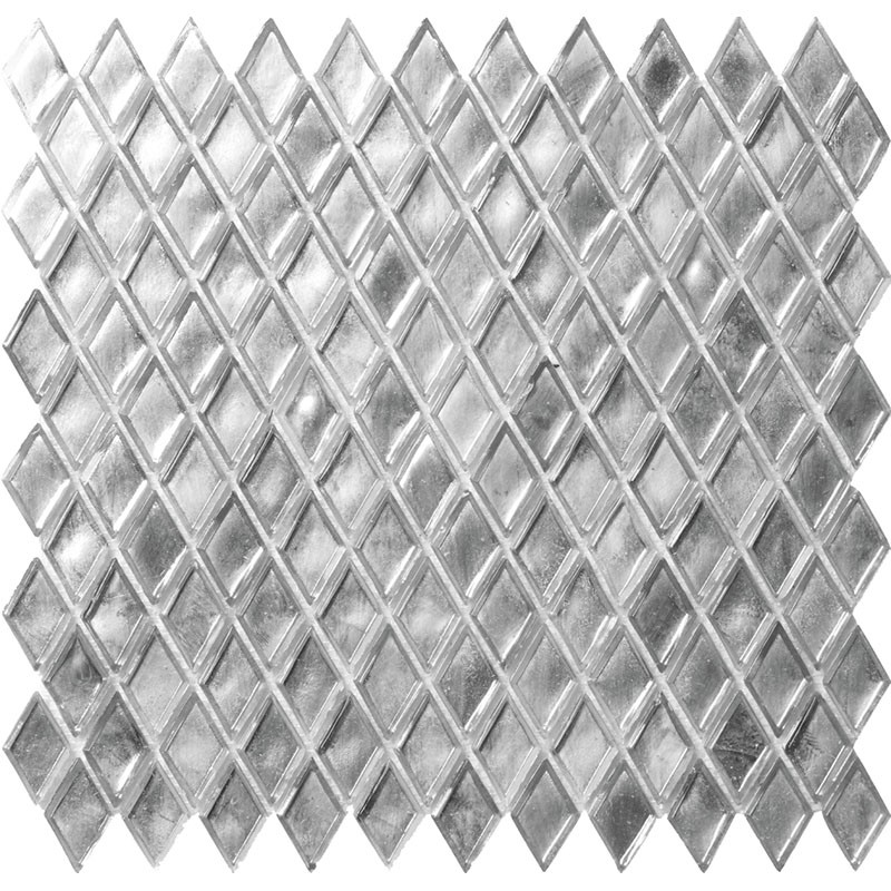 10.8 in. x 11.4 in. Silver Diamond Pattern Glossy Glass Mosaic Tile