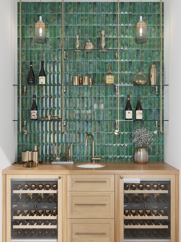 Allure Green Rectangular Glass Mesh Mounted Mosaic Tile | Wall | Floor ...