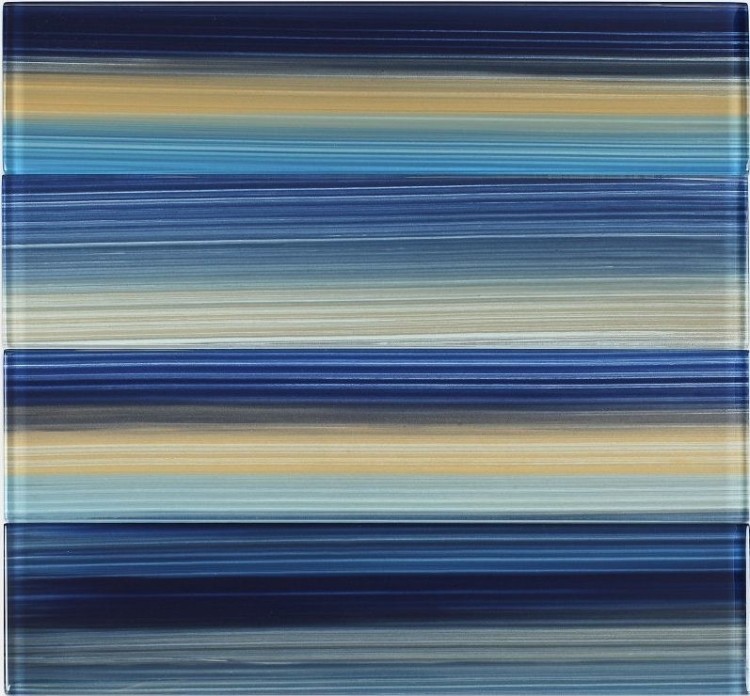 3x12 Amazon Ocean Painted Blue Glass Tile | Pool Rated Tile