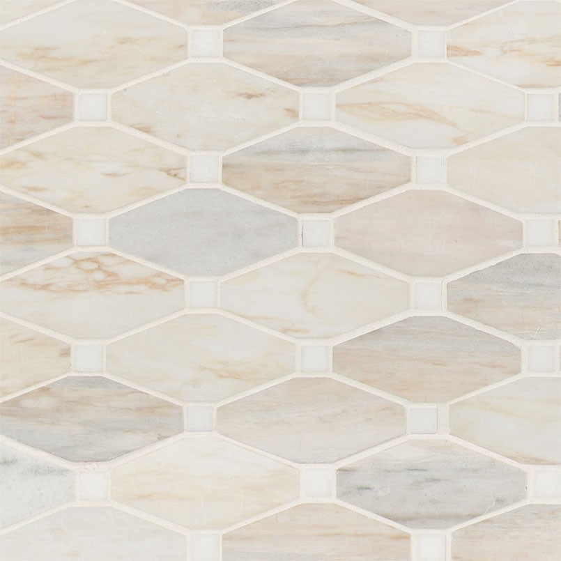Angora Beige Octagon Polished Marble Mosaic Tile | Wall | Floor ...