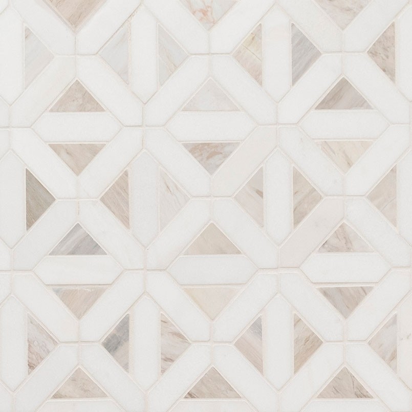 Angora Polished Geometric Marble Mosaic Tile | Wall | Backsplash ...