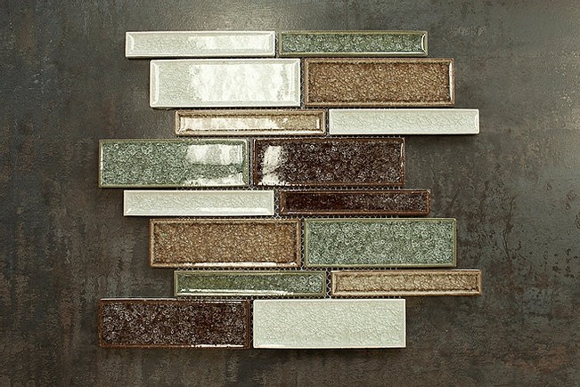 Random Bricks Art Green Large Glass & Porcelain Mosaic Tile | Wall ...