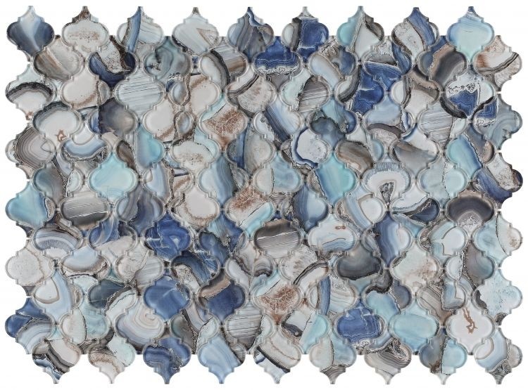 Aladdin Blue Shell Glass Lantern Arabesque Pattern Mosaic Tile for ...