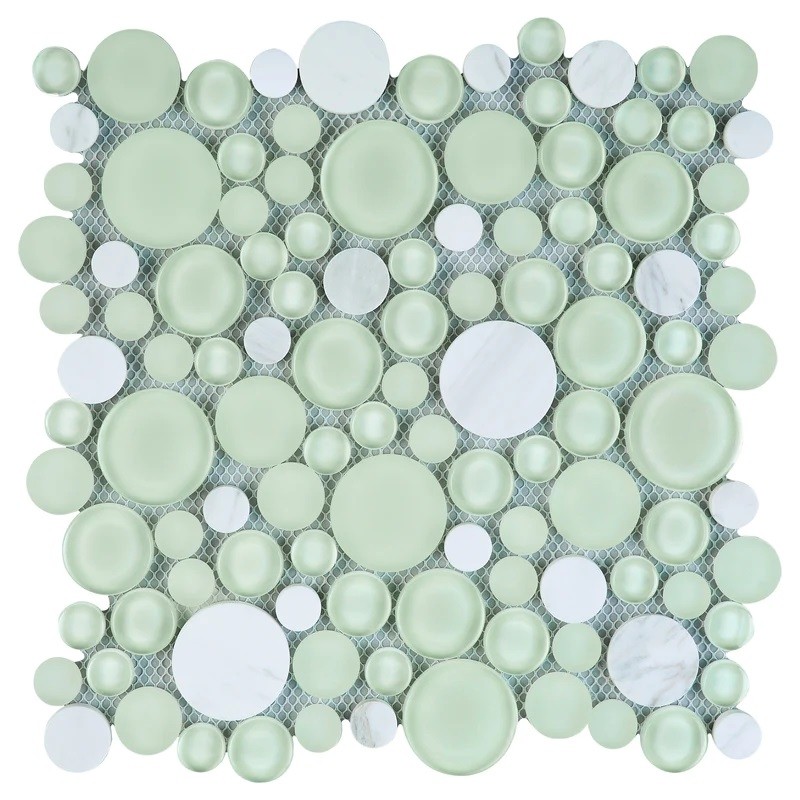 Cloud Mint Bubble Marble & Glass Mosaic Tile | Backsplash | Shower ...