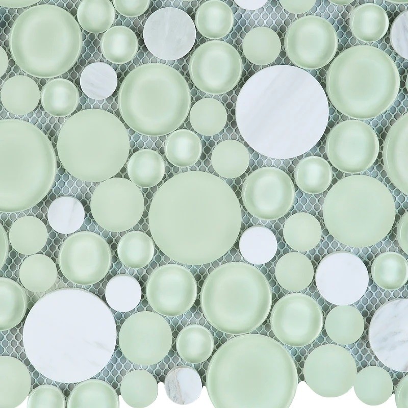 Cloud Mint Bubble Marble & Glass Mosaic Tile | Backsplash | Shower ...