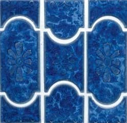 Botanical Scroll Pattern Lake Blue Glazed Porcelain Mosaic Pool Tile ...