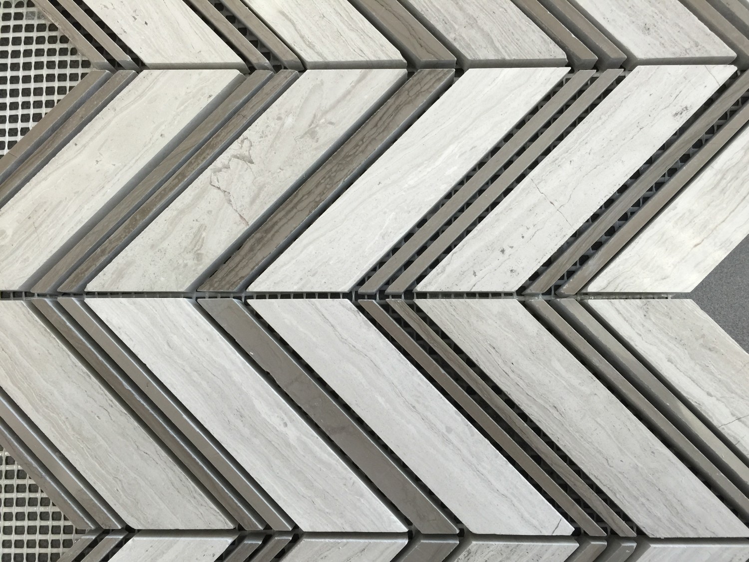 12x12 Wooden Grey & Anthen Grey Chevron Pattern Polished Marble Mosaic Tile