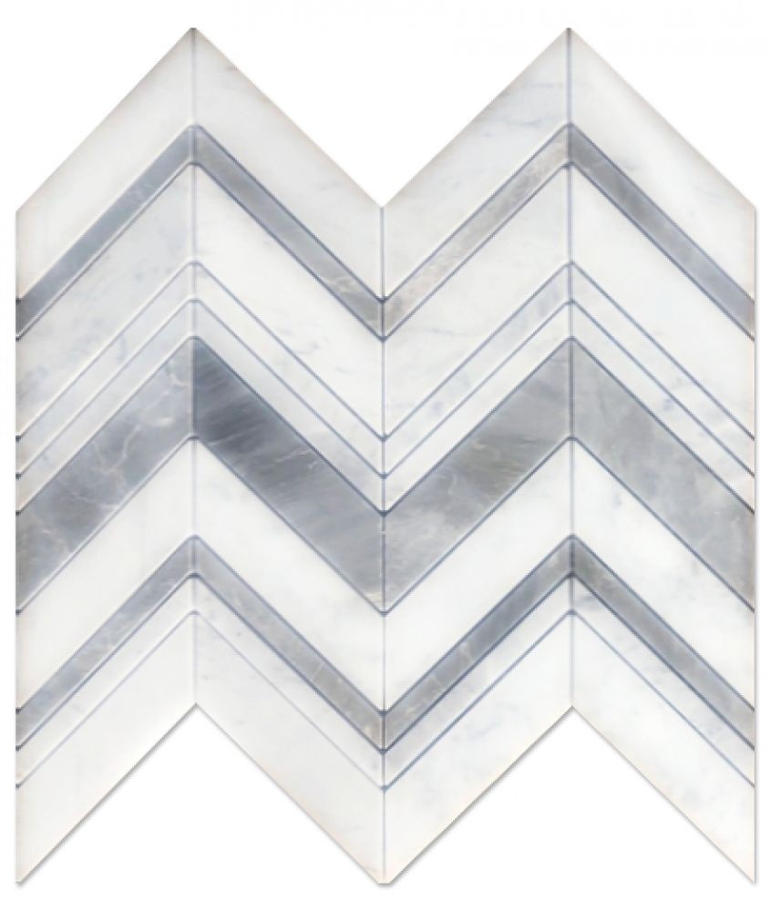 Chevron Ravenna Grey Carrara Marble mixed with Bardiglio Marble Mosaic ...
