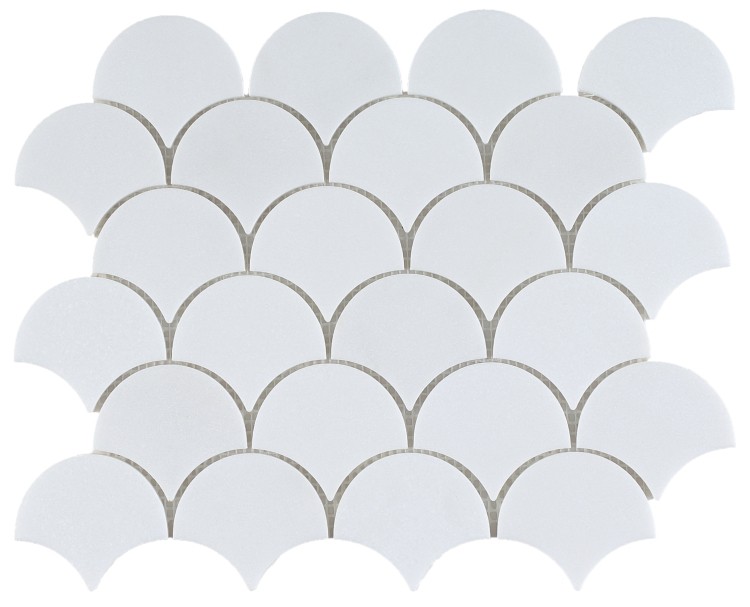 Dragon Scale Thassos White Marble Mosaic Tile | Fish Scale Tile ...