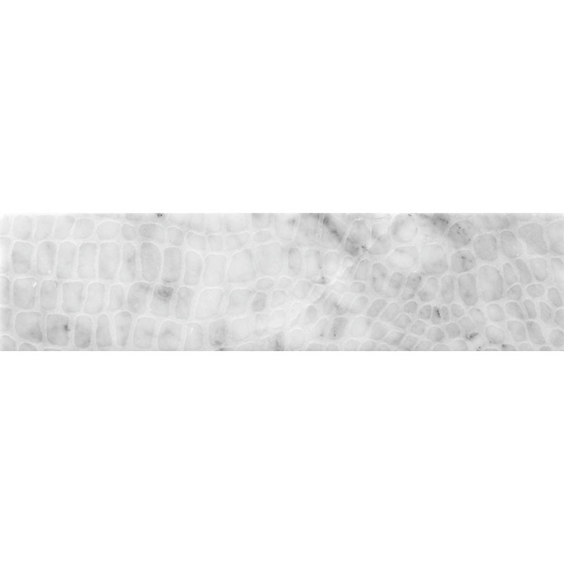 Etched Alligator Bianco Carrara Marble Subway Wall Tile