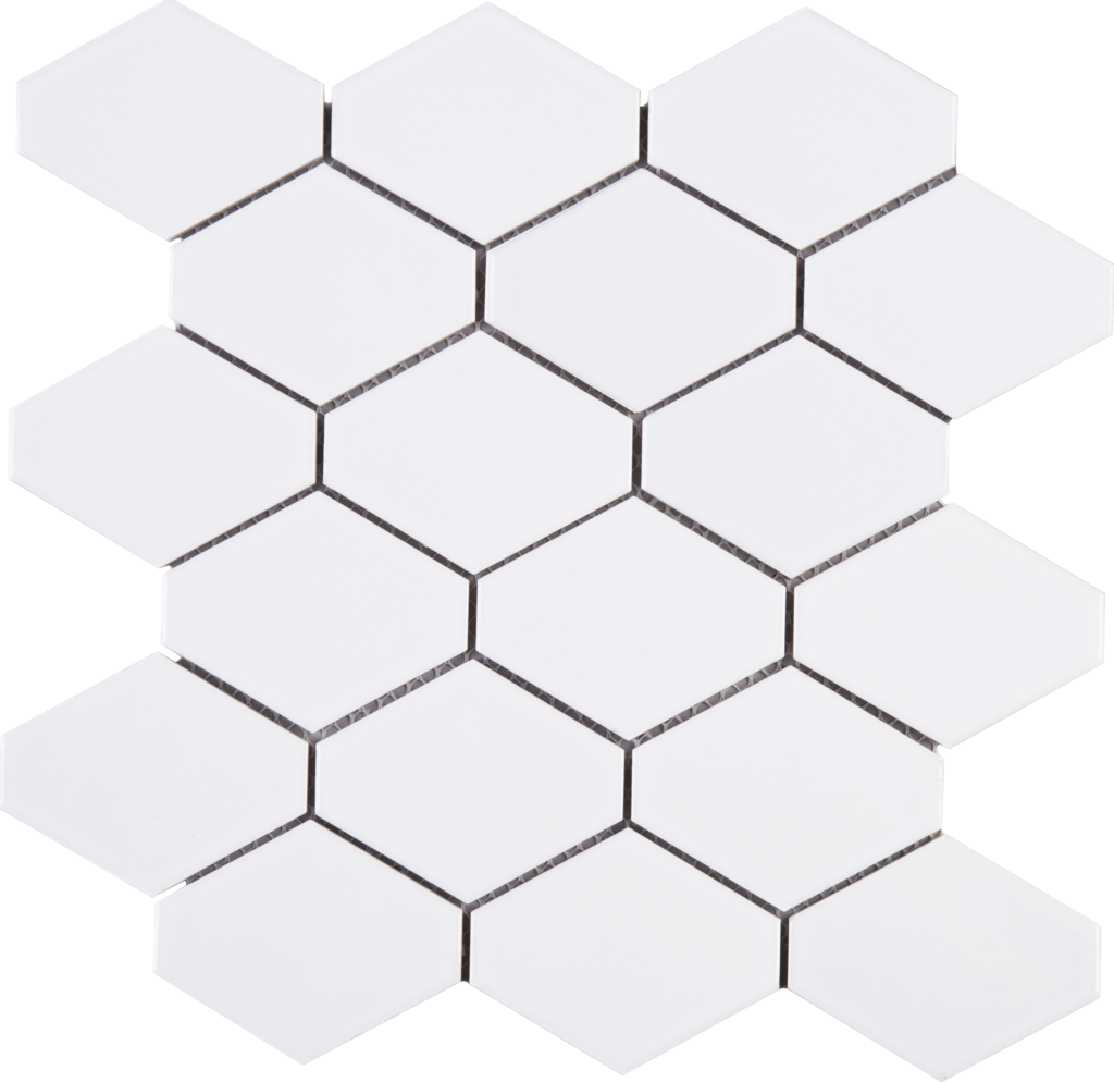 Diamond Pattern White Ceramic Mesh Mounted Mosaic Tile | HMA-7