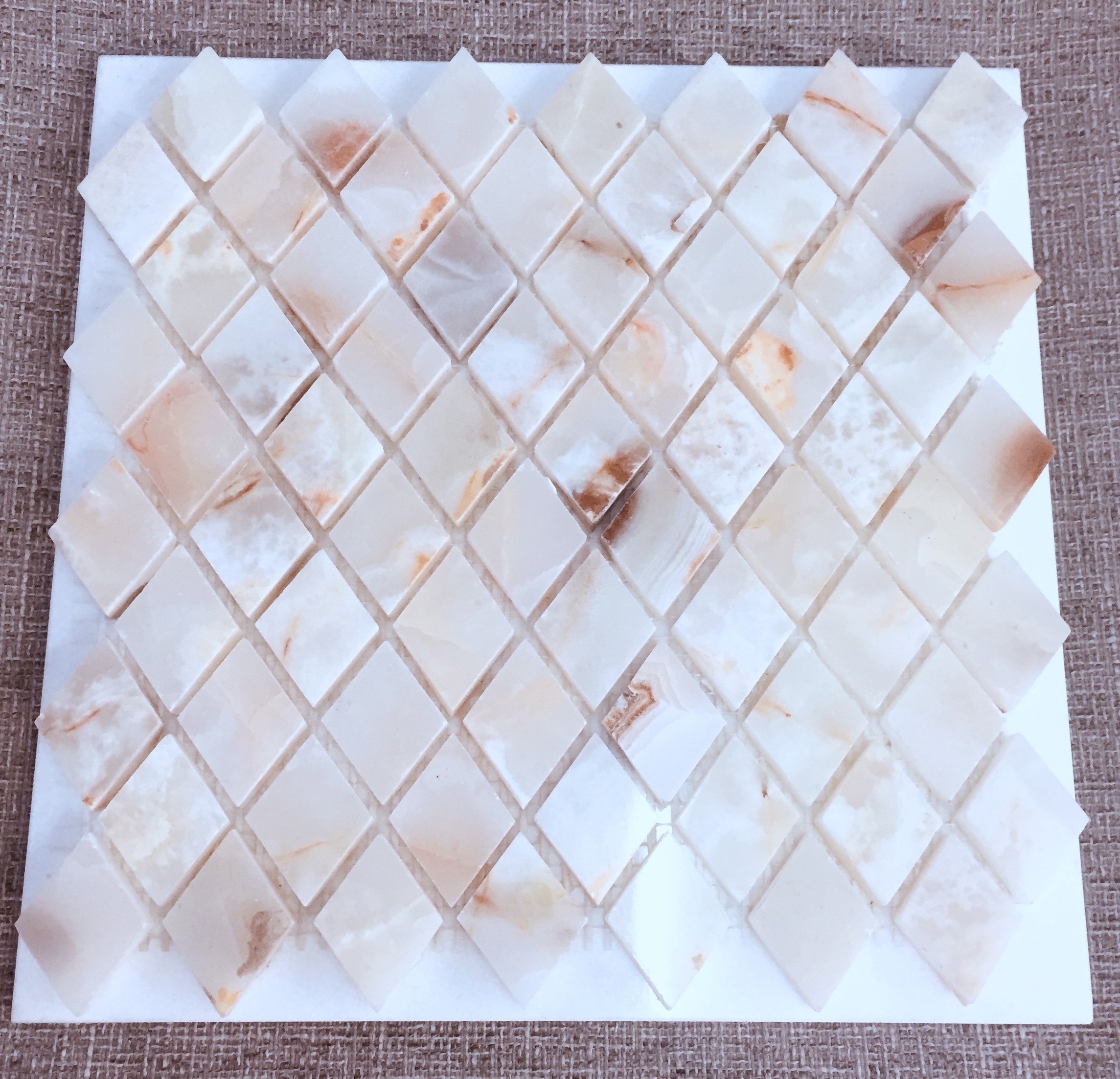 1x1 Diamond White Onyx Polished Mosaics Tiles