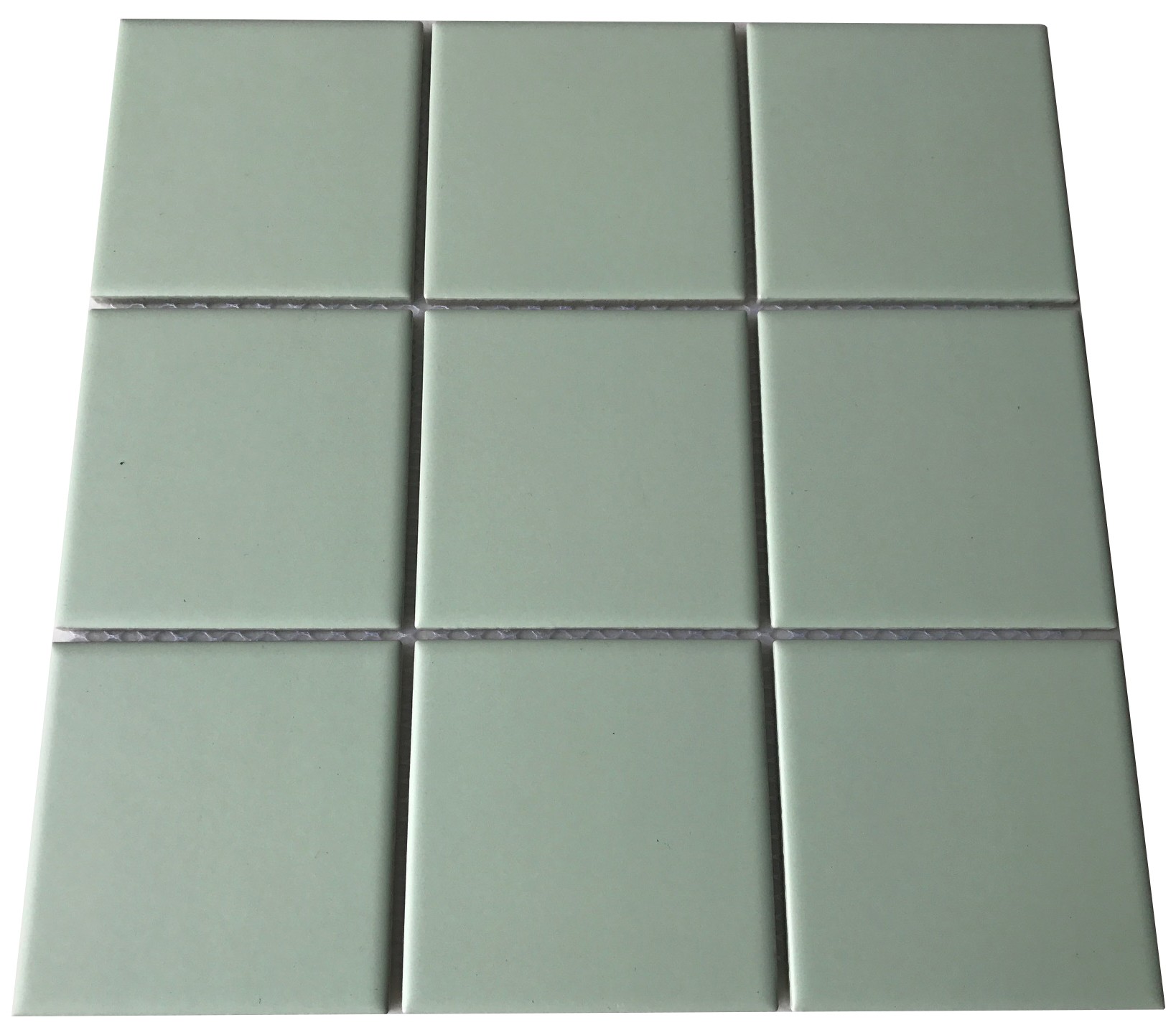 4"x4" Light Green Square Porcelain Mesh Mounted Tile