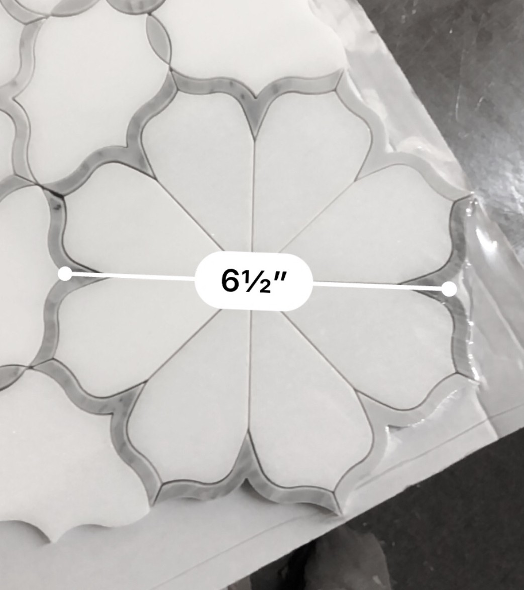 Oriental Flower White and Grey Polished Marble Waterjet Mosaic Tile