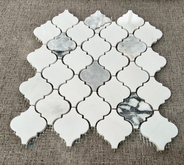 Thassos White and Statuary Calacatta Arabesque Polished Marble Lantern ...