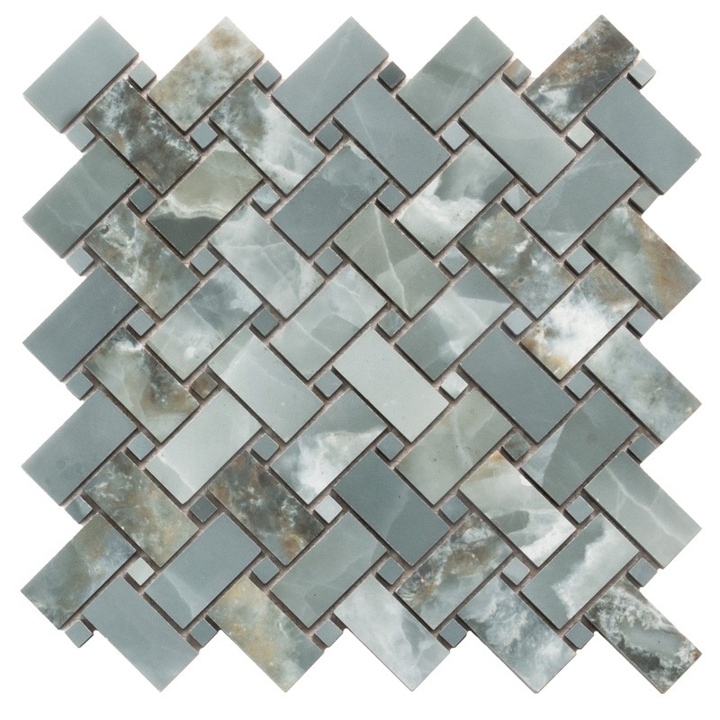 Imperial Onyx Green Herringbone Porcelain Mosaic Tile | Pool Rated ...
