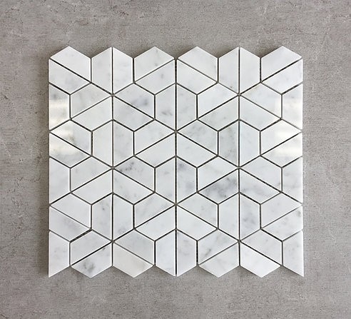 13'' x 11 1/2'' White Carrara with Dot Irregular Shape Polished Marble ...