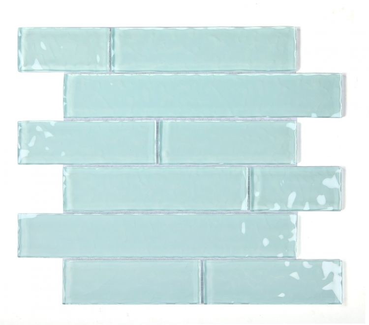 12x12 Ripple Turquoise Glossy Glass Subway Tile | Pool Rated Tile